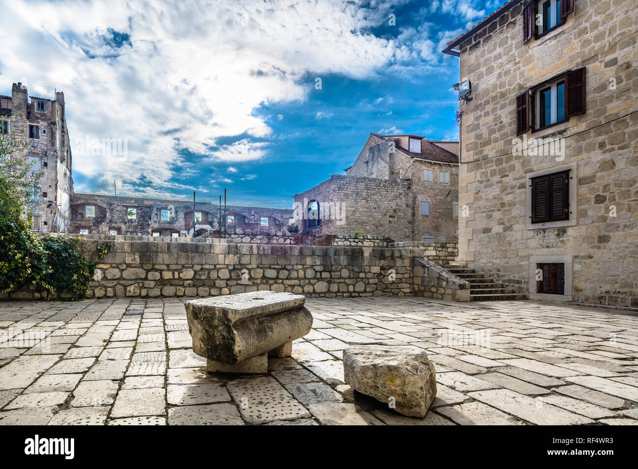 Scenic view at ancient roman square in Diocletian's Palace, Split ...