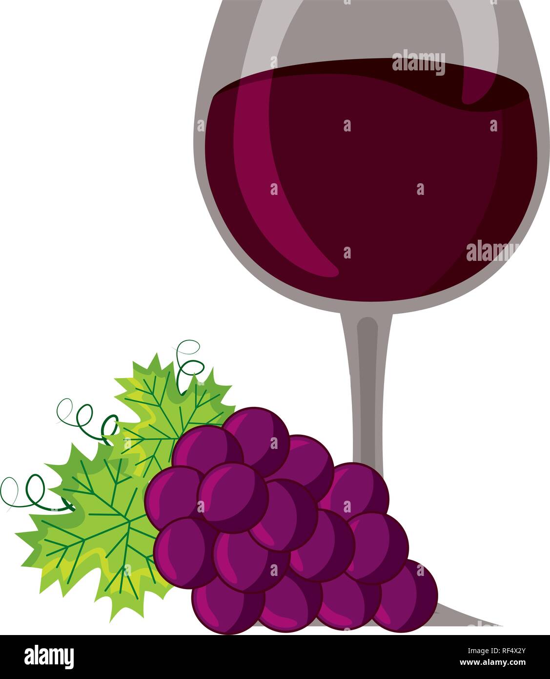 wine glass cup bunch fresh grapes Stock Vector Image & Art - Alamy