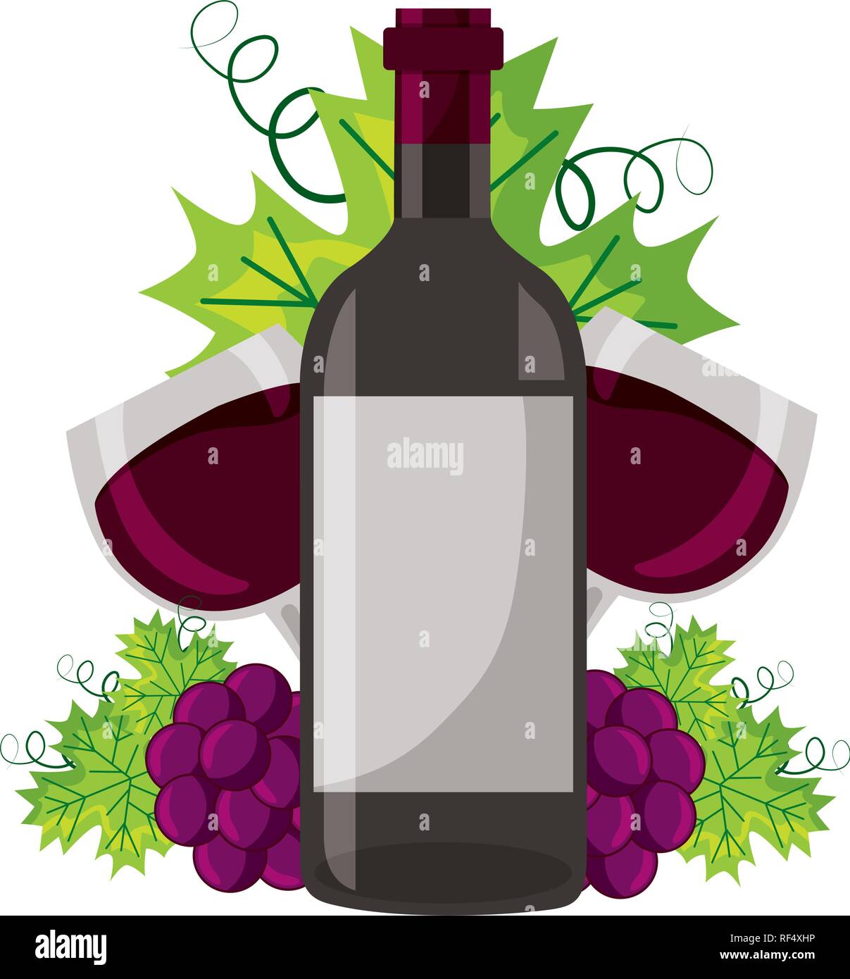 Bunch red grapes glass wine Stock Vector Images - Alamy