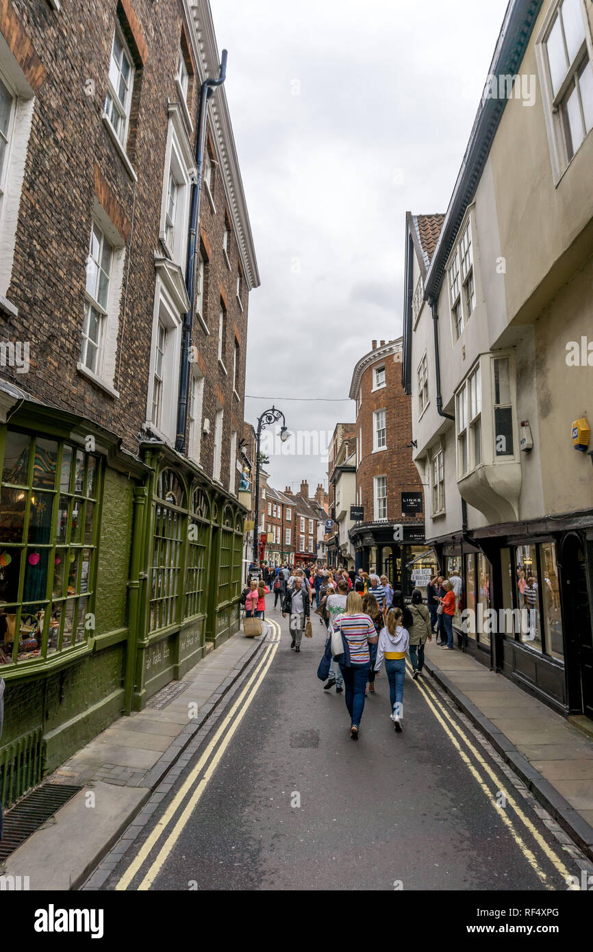 The Shambles, the narrow street of half-timbered old medieval buildings ...