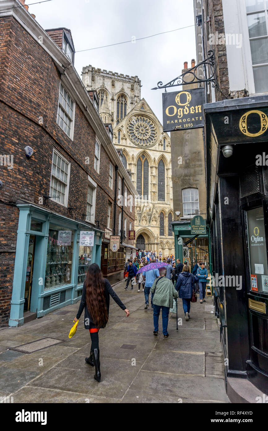 The Shambles, the narrow street of half-timbered old medieval buildings ...