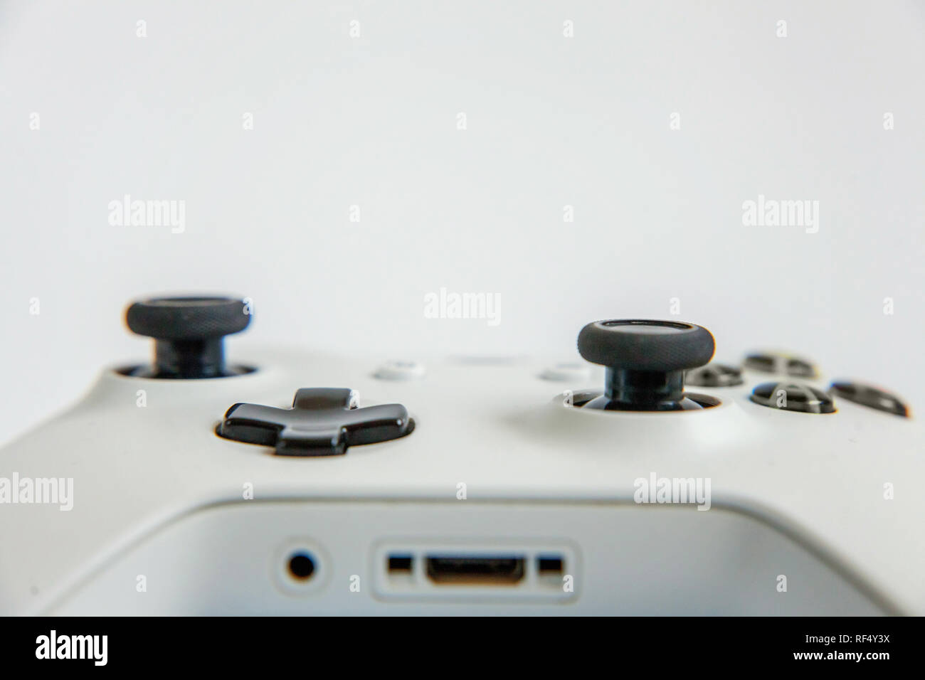 White Joystick Gamepad Game Console Isolated On White Background Computer Gaming Technology