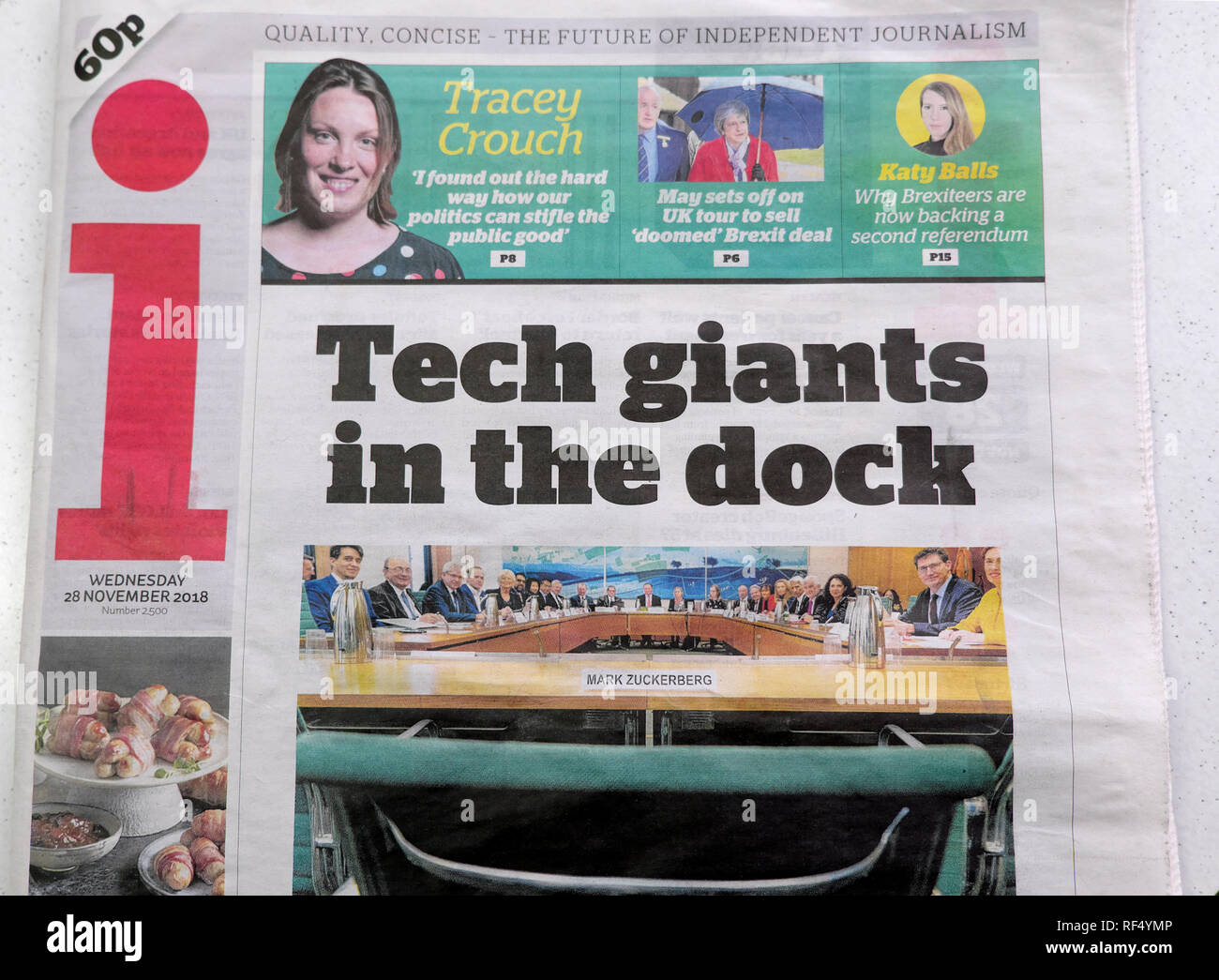 i newspaper front page "Tech giants in the dock" 28 November 2018 ...