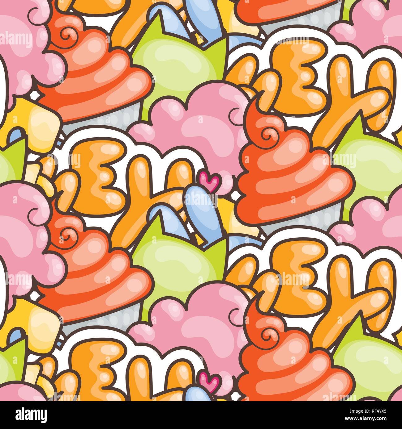 Hey. Seamless vector pattern with cute cartoon monsters and beasts ...