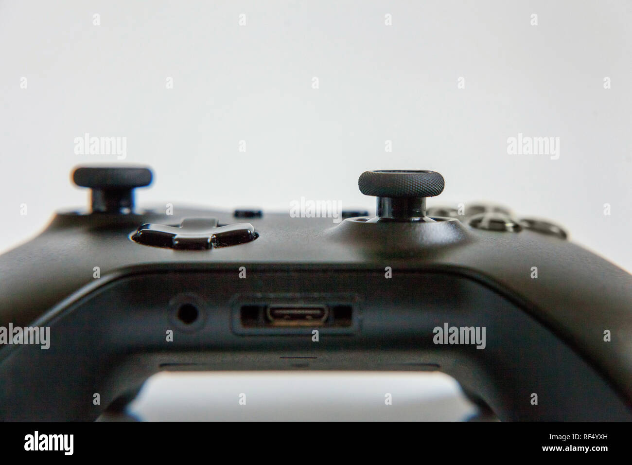 Black Joystick Gamepad Game Console Isolated On White Background Computer Gaming Technology