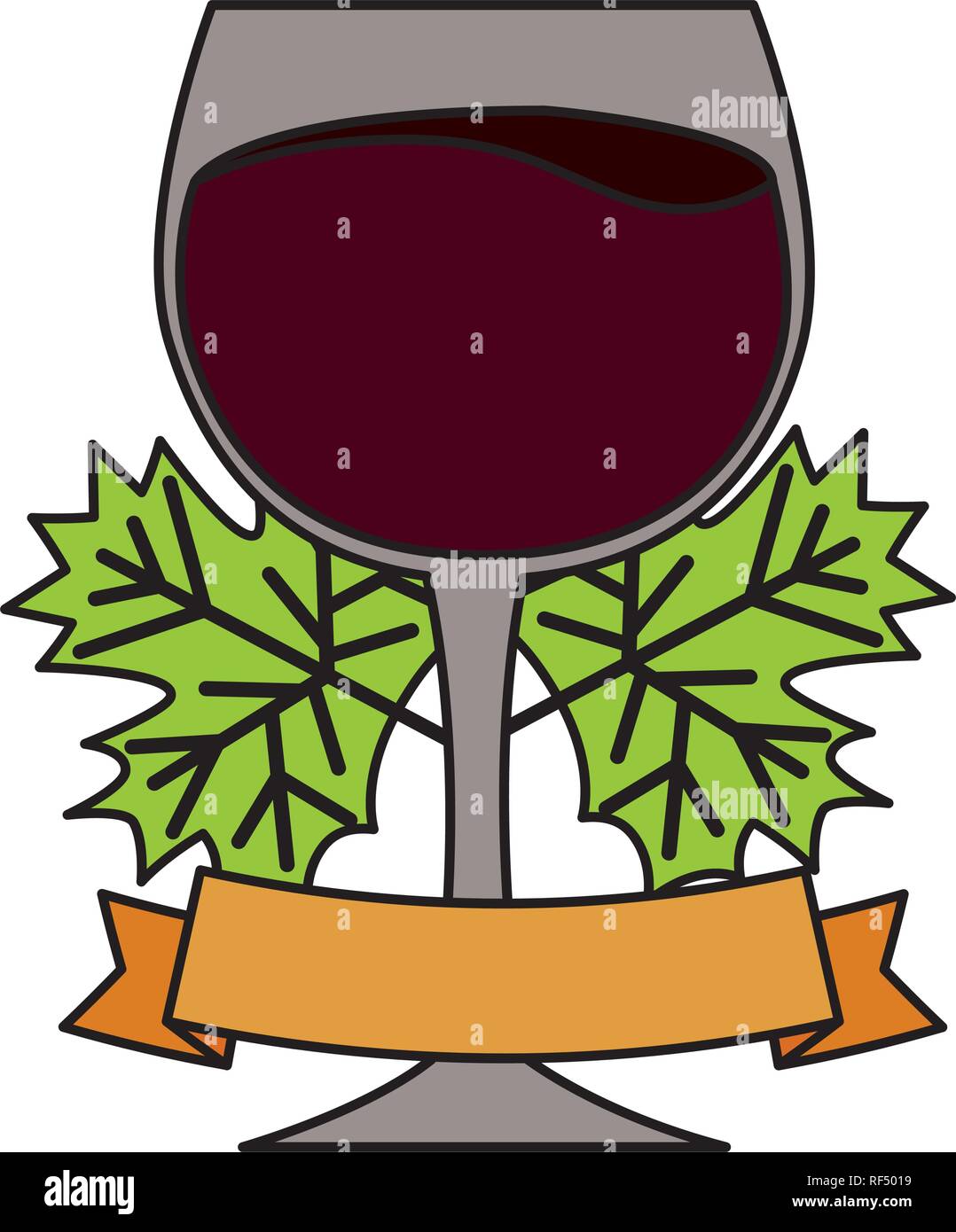wine glass leaves ribbon Stock Vector Image & Art - Alamy
