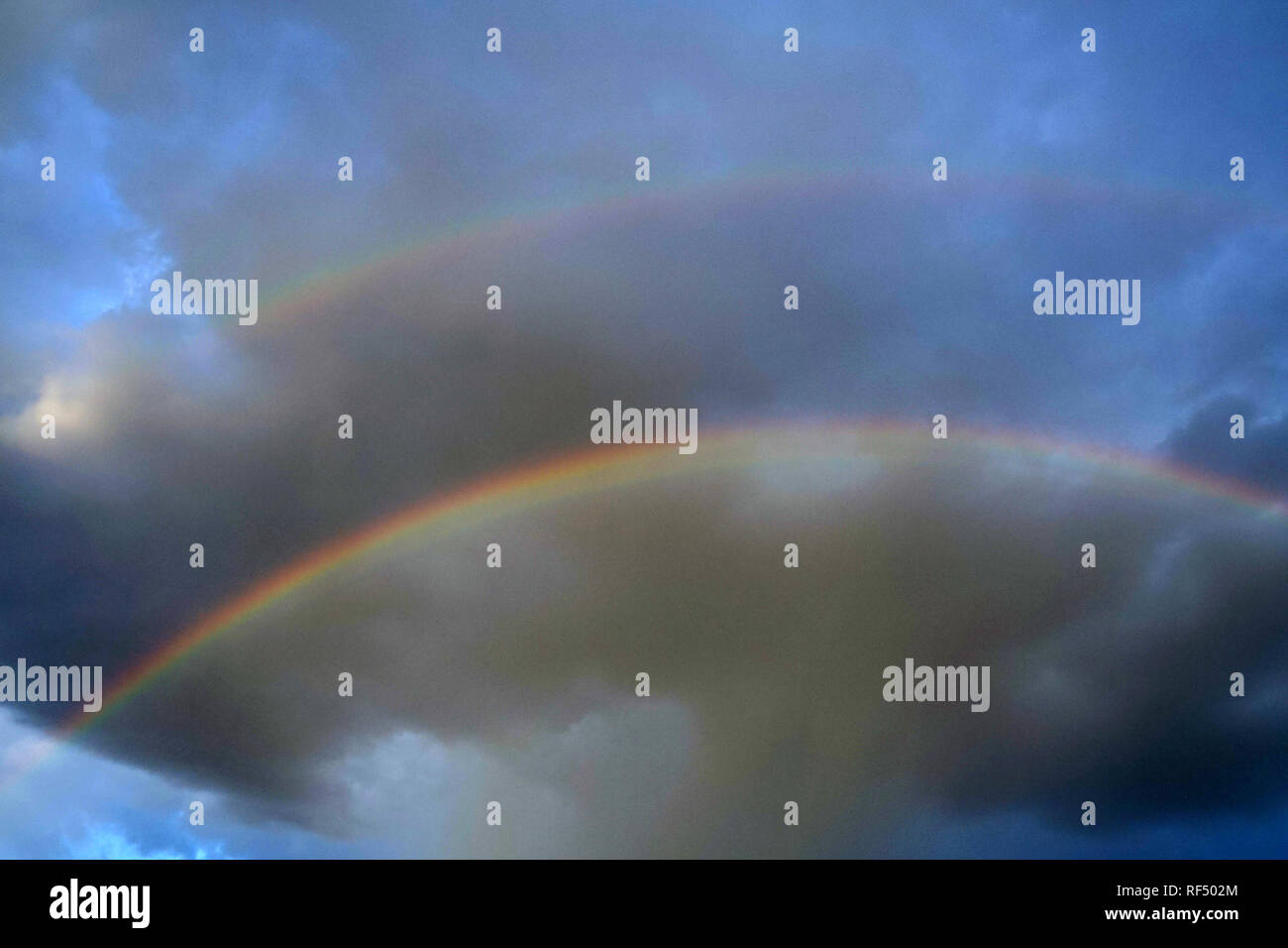 A rainbow appears in Phoenix, Arizona after a rain storm Stock Photo ...