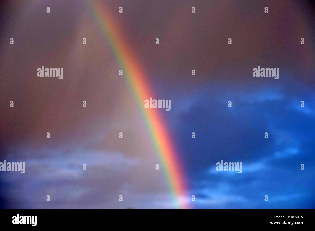 A rainbow appears in Phoenix, Arizona after a rain storm Stock Photo ...