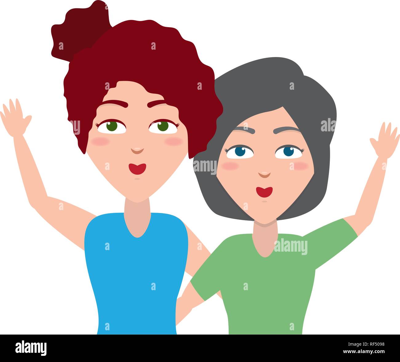 two women portrait waving hand Stock Vector Image & Art - Alamy