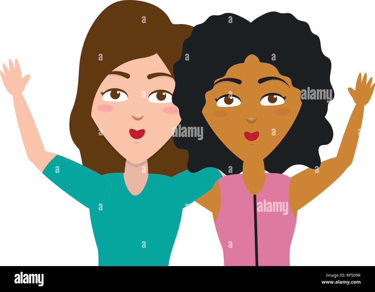 two women portrait waving hand Stock Vector Image & Art - Alamy
