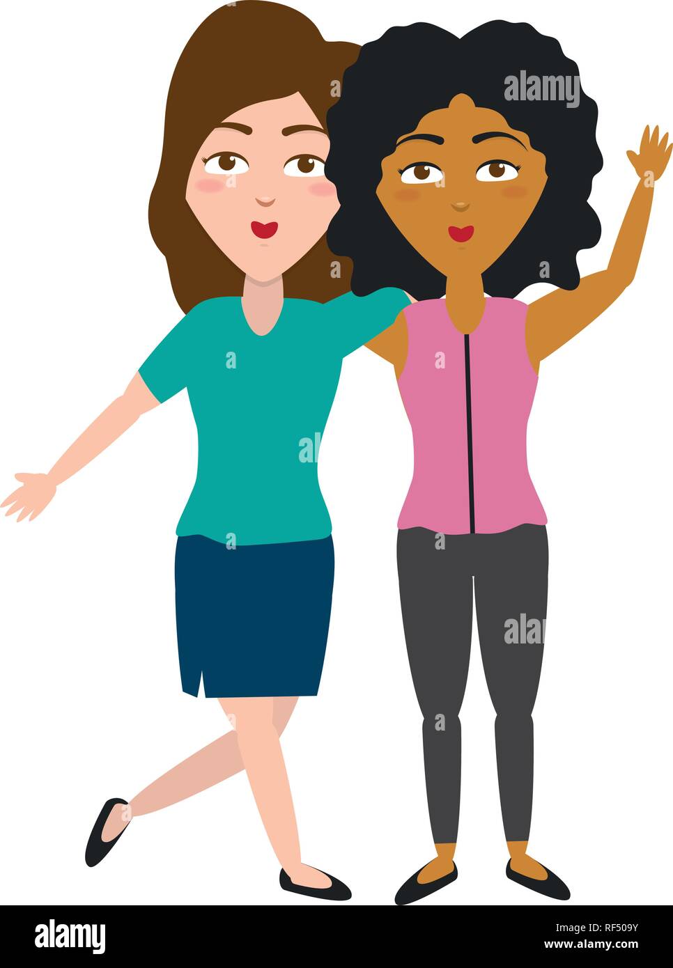 two women portrait waving hand Stock Vector Image & Art - Alamy