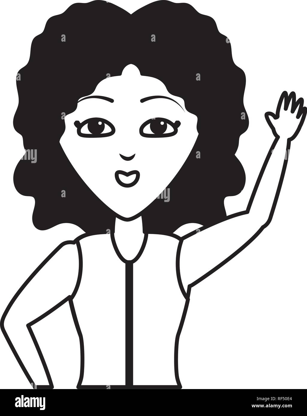 Cheerful young woman waving Stock Vector Images - Alamy