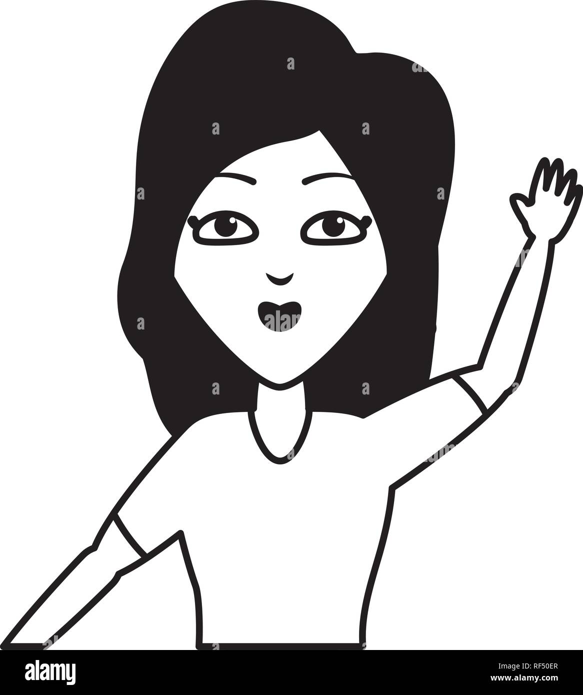 woman portrait waving hand Stock Vector Image & Art - Alamy