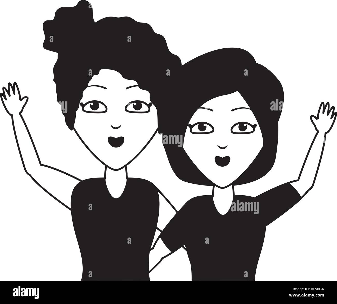 two women portrait waving hand Stock Vector Image & Art - Alamy
