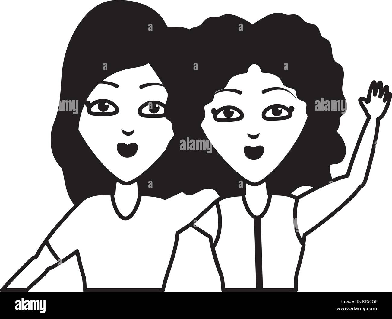 two women portrait waving hand Stock Vector Image & Art - Alamy