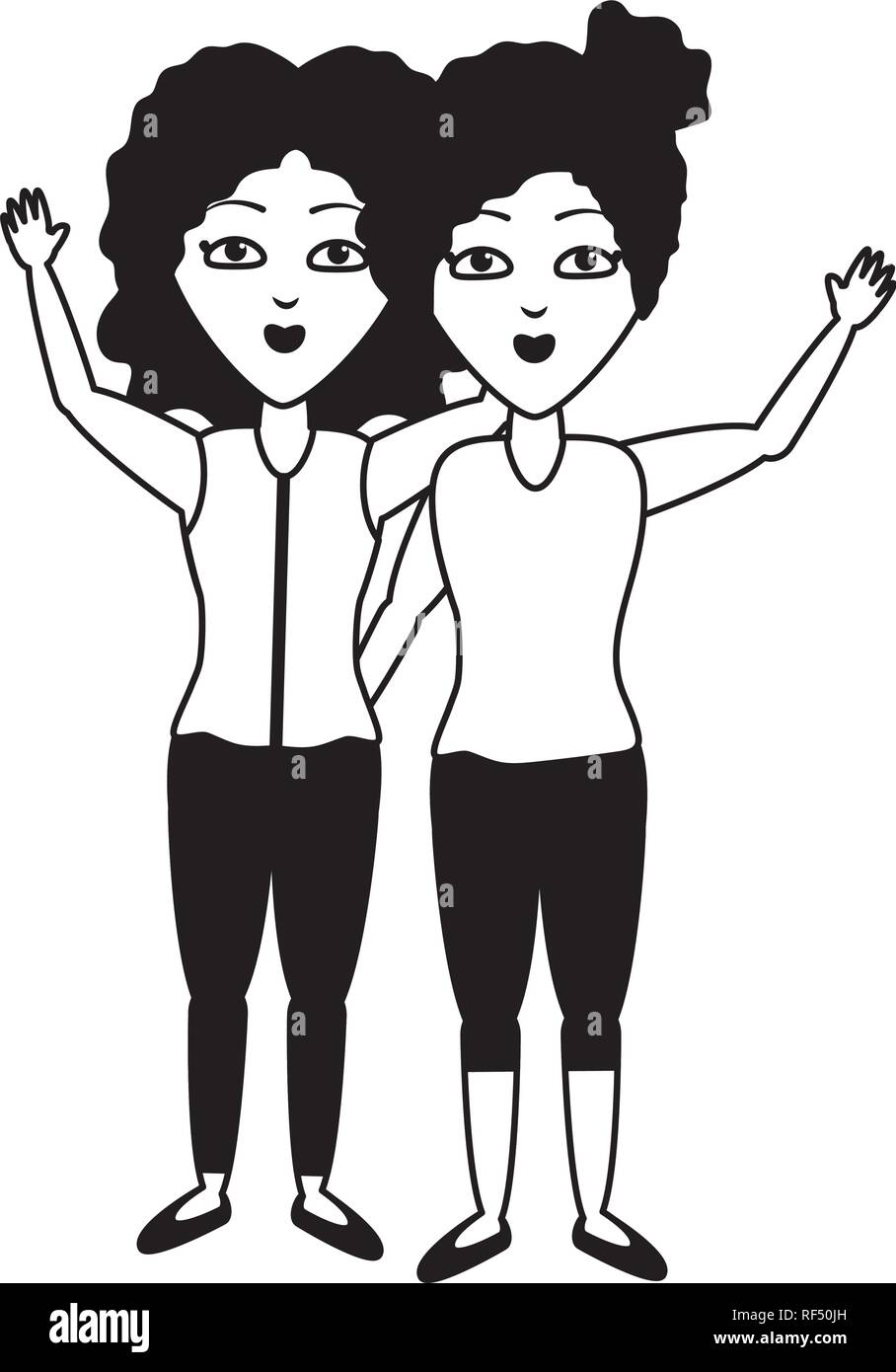 two women portrait waving hand Stock Vector Image & Art - Alamy