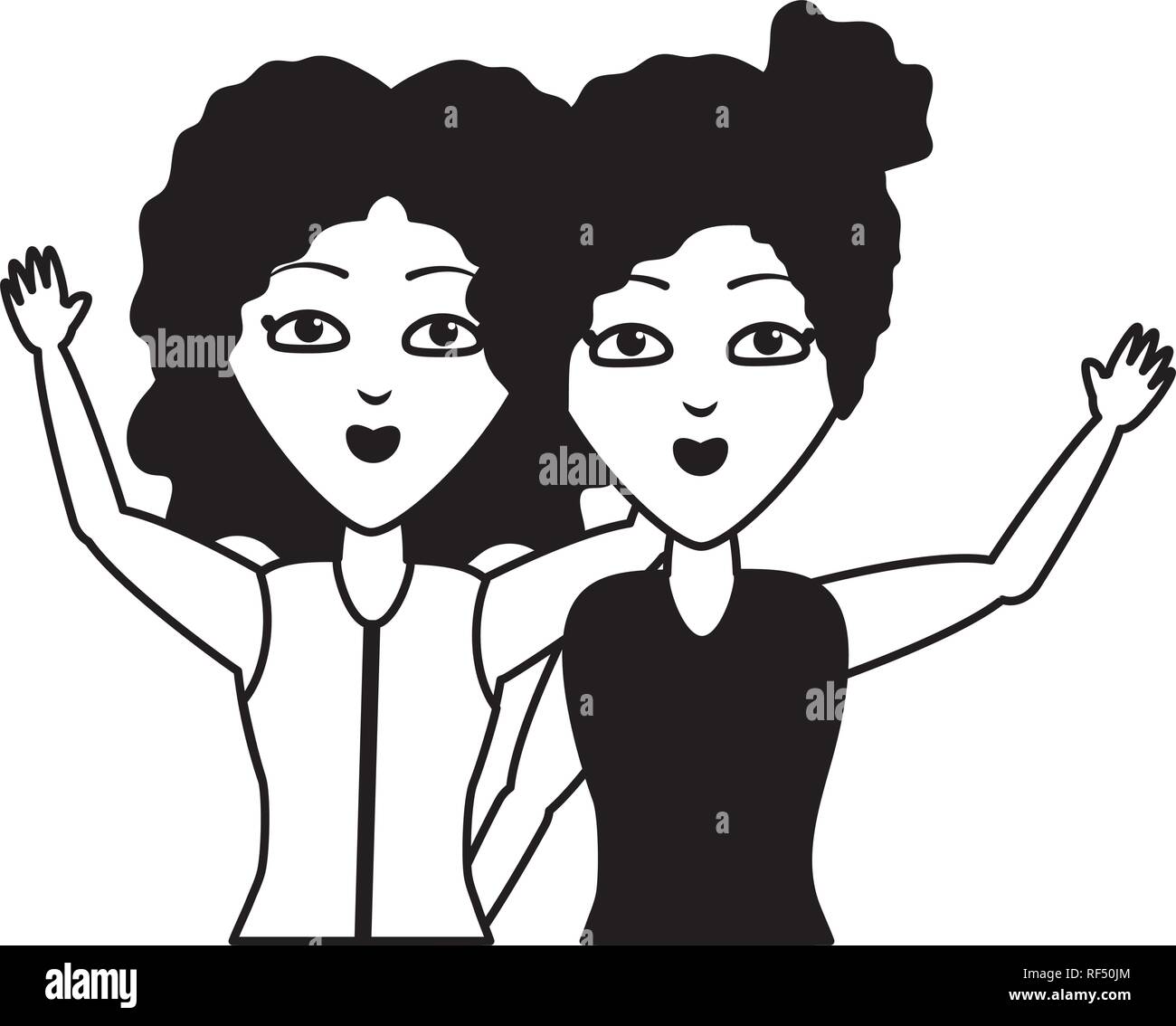 two women portrait waving hand Stock Vector Image & Art - Alamy