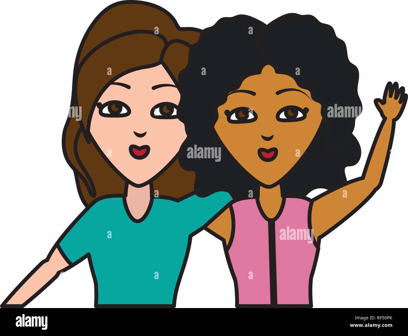 two women portrait waving hand Stock Vector Image & Art - Alamy
