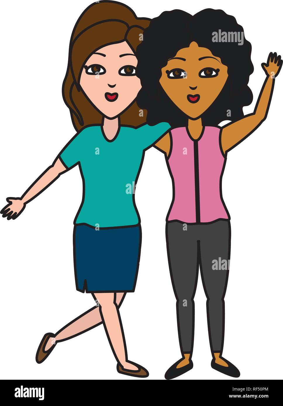 Portrait of two girls smiling Stock Vector Images - Alamy