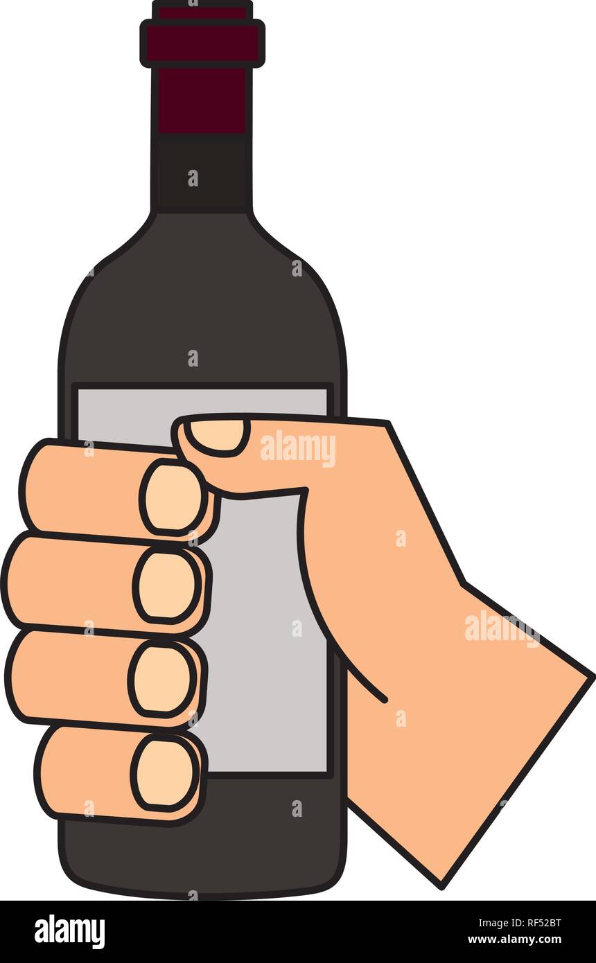hand holding wine bottle Stock Vector Image & Art - Alamy