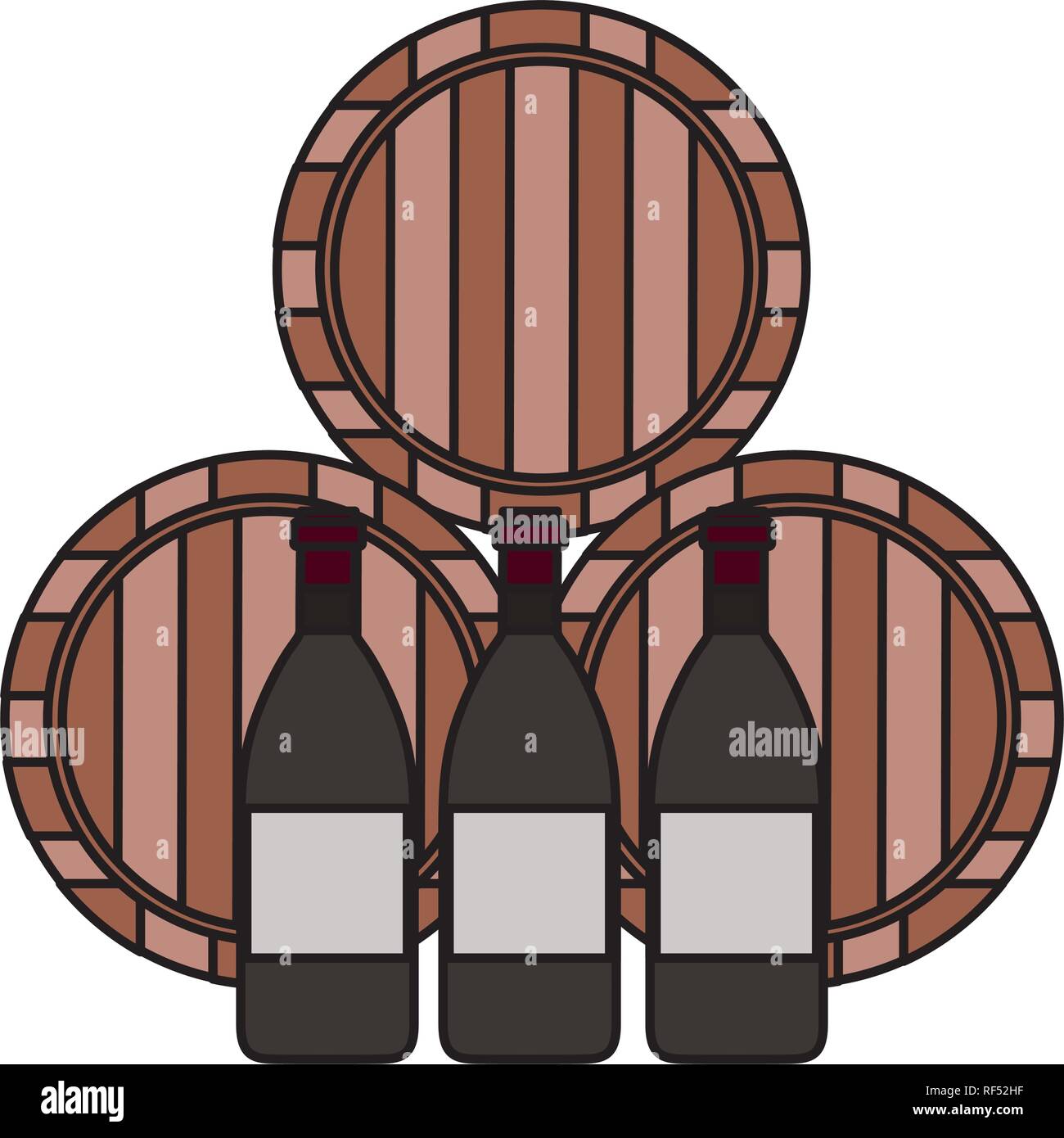 Wine barrels vineyard in Stock Vector Images - Alamy
