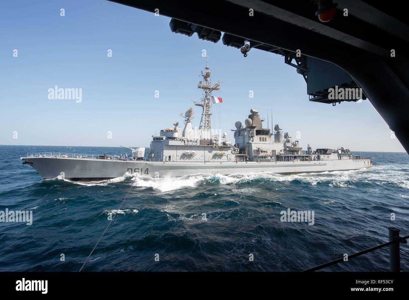The French Marine Nationale air defense destroyer FS Cassard (D 164) is ...