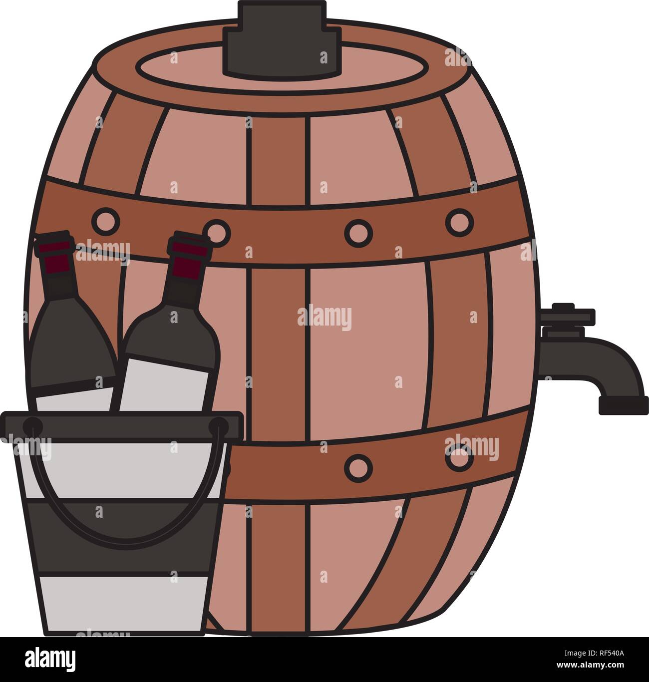 Wine bottles on barrel Stock Vector Images - Alamy