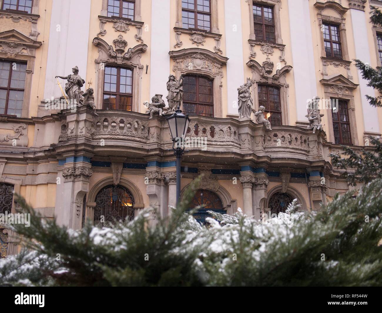 Detail of Baroque Architecture on a Snowy Day in Wroclaw, Poland Stock ...