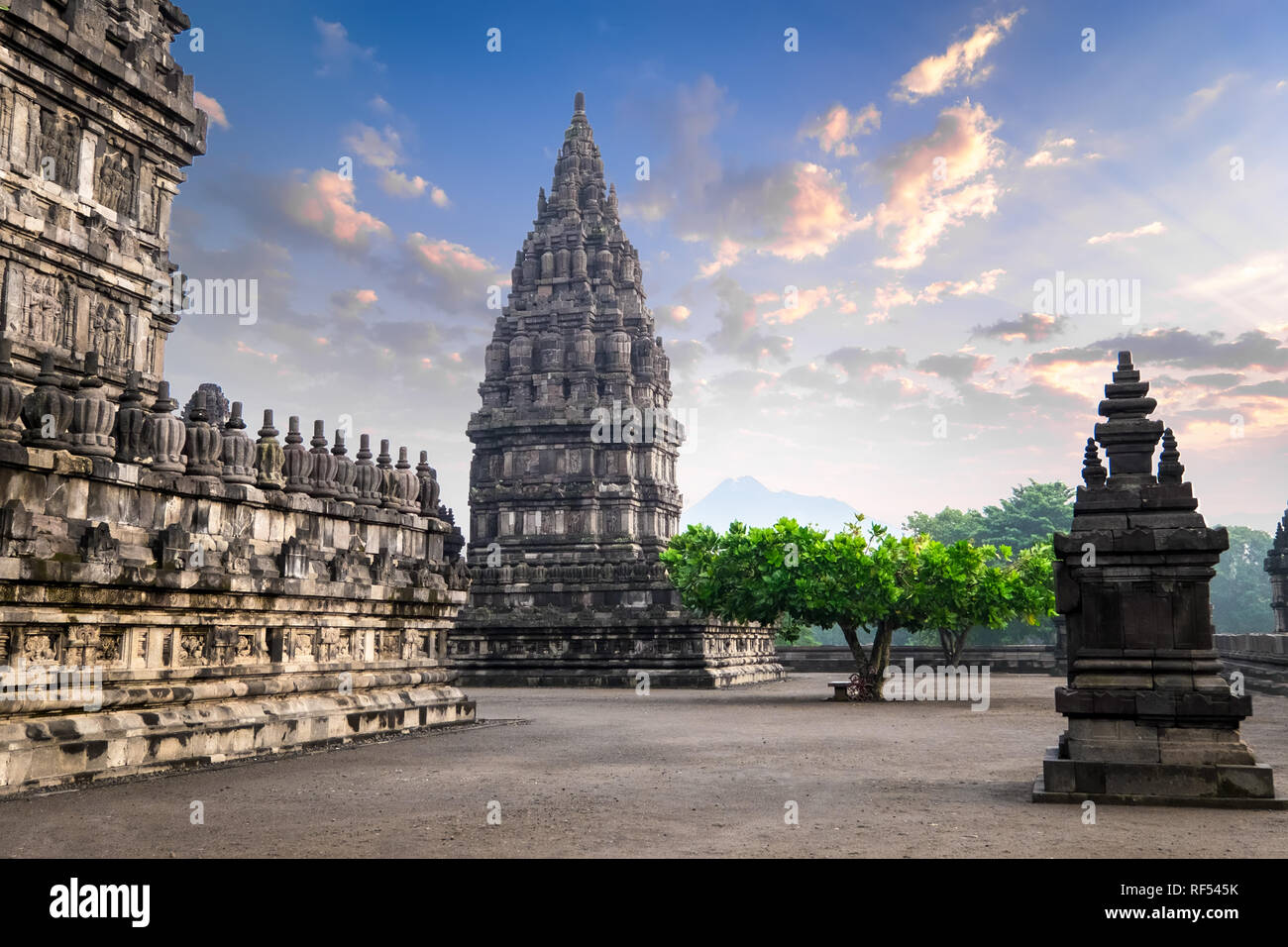 Amazing sunrise at Prambanan Temple. Great Hindu architecture in ...