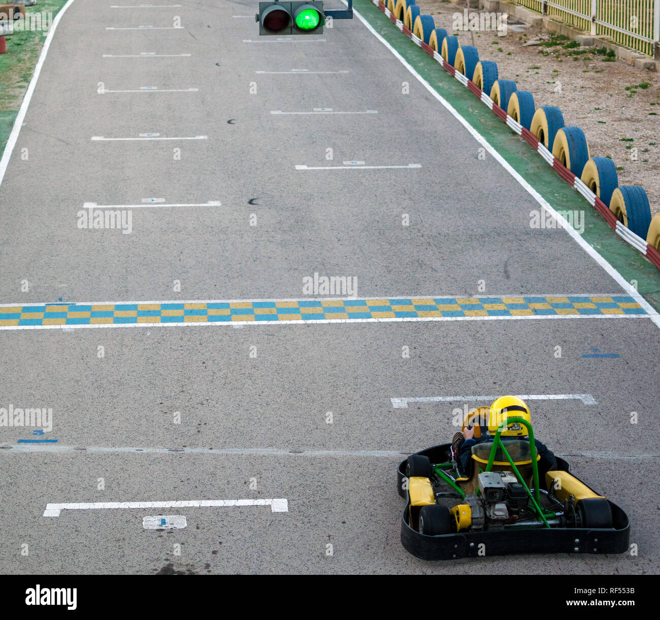 Children kart racing or karting of motorsport road racing Stock Photo ...