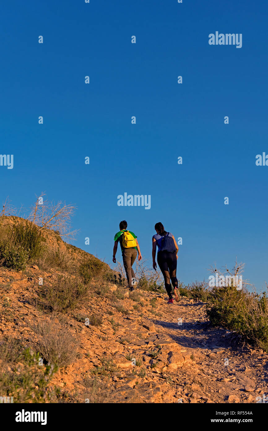 Groups of people hiking in spanish mountains Stock Photo - Alamy