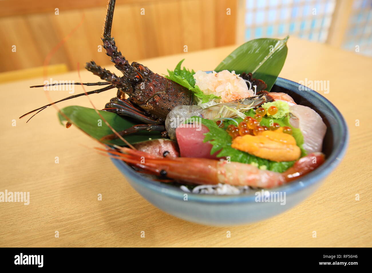 Ise ebi prawn sashimi rice bowl Kaisendon expensive Japanese food Stock ...