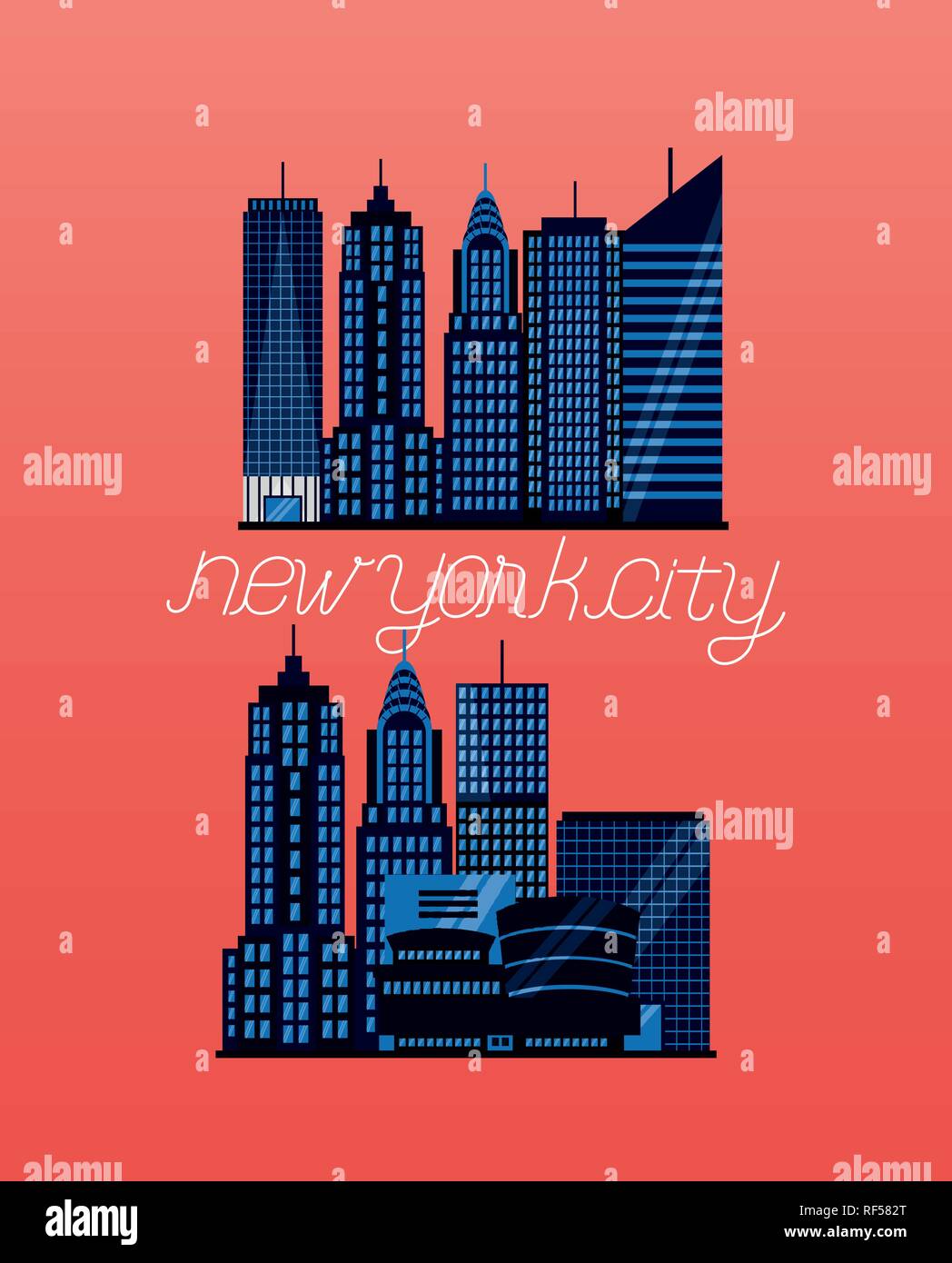 Manhattan skyline panorama skyscrapers new Stock Vector Images - Alamy