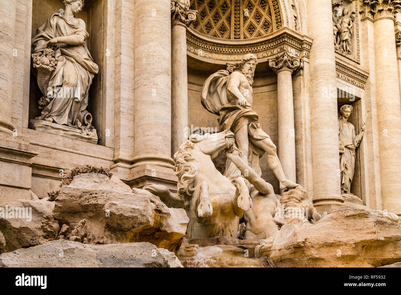 ROME, ITALY - JANUARY 4, 2019: light is enlightening sculptures of ...