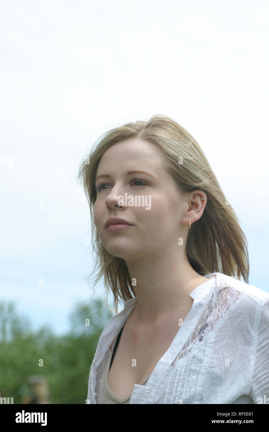 Pretty woman in white shirt hi-res stock photography and images - Alamy