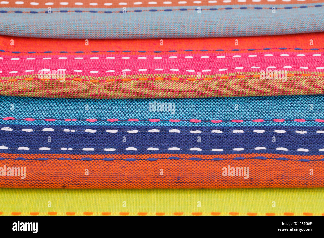 Colorful kitchen towels closeup picture Stock Photo - Alamy