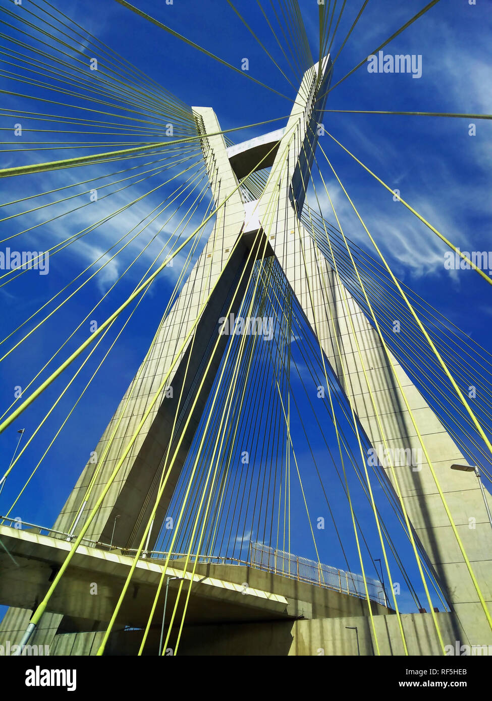 Modern architecture. Modern bridges. Linking two different points ...