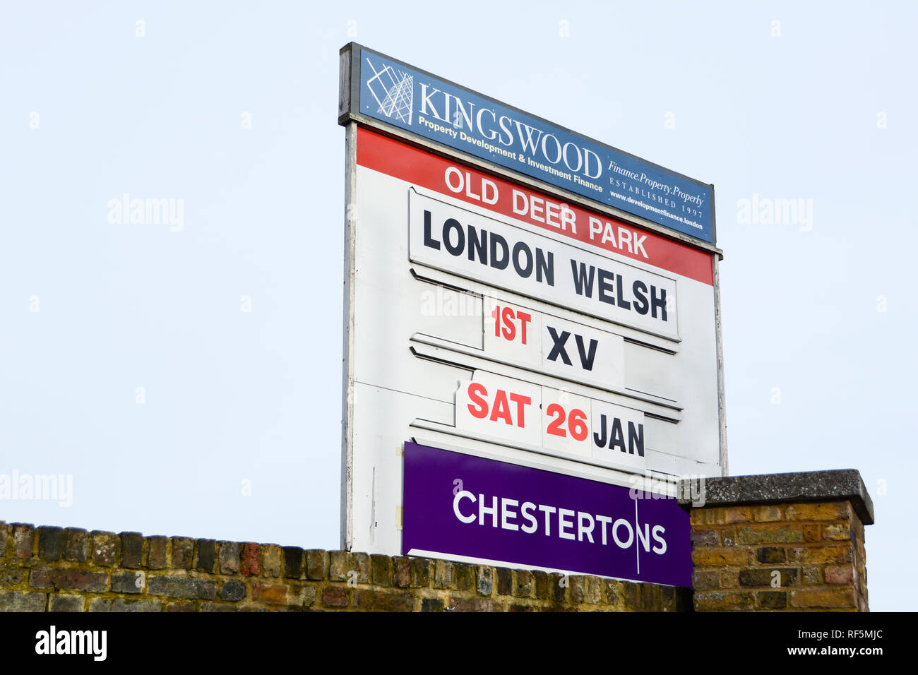 London Welsh, Old Deer Park rugby ground, Richmond, London, UK Stock ...