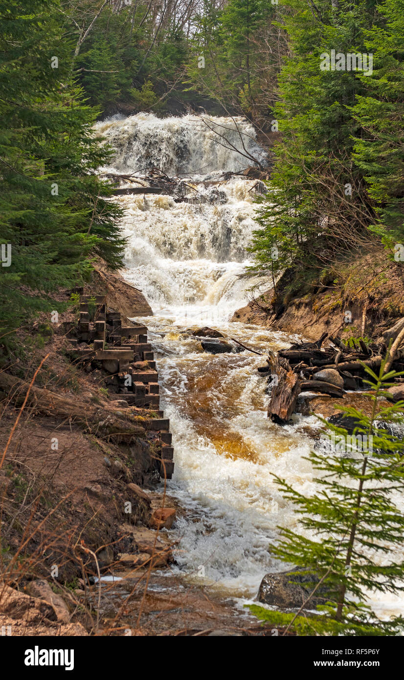 Dramatic Sable Falls in the Forest of Pictured Rocks National Lakeshore ...