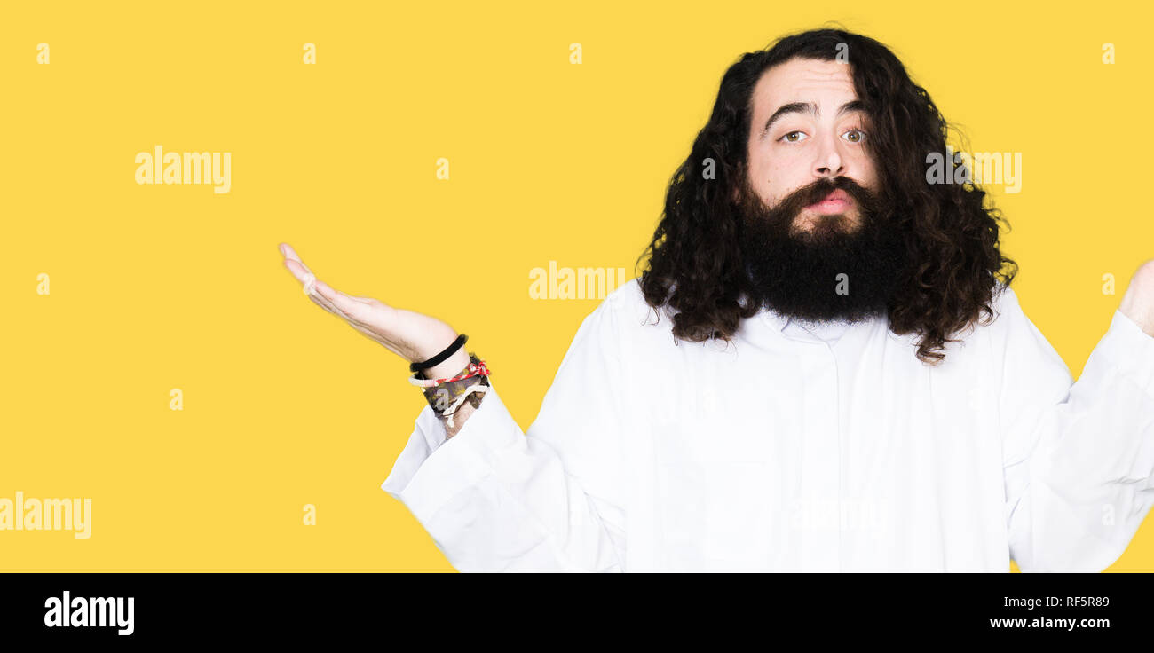 Man wearing Jesus Christ costume clueless and confused expression with ...