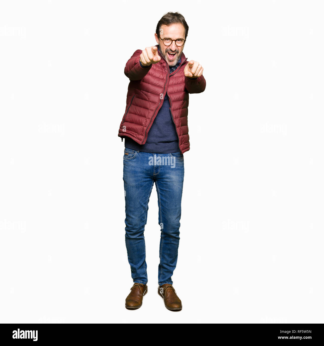 Cheerful middle age man glasses Cut Out Stock Images & Pictures - Alamy