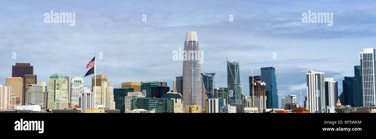 San Francisco's downtown skyline with old buildings on the left side ...