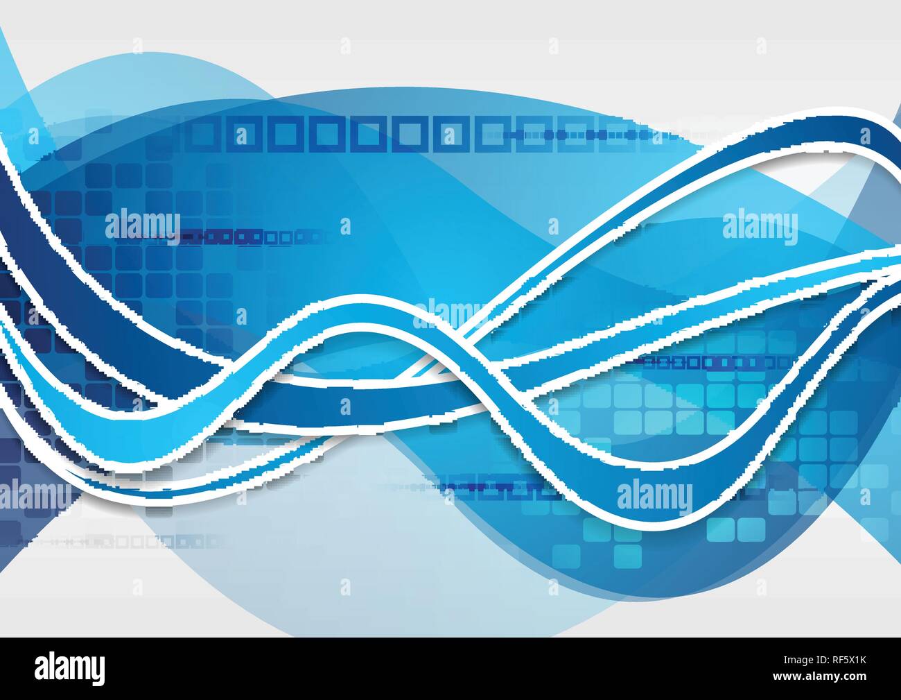 Blue abstract wavy tech background. Vector design Stock Vector Image ...