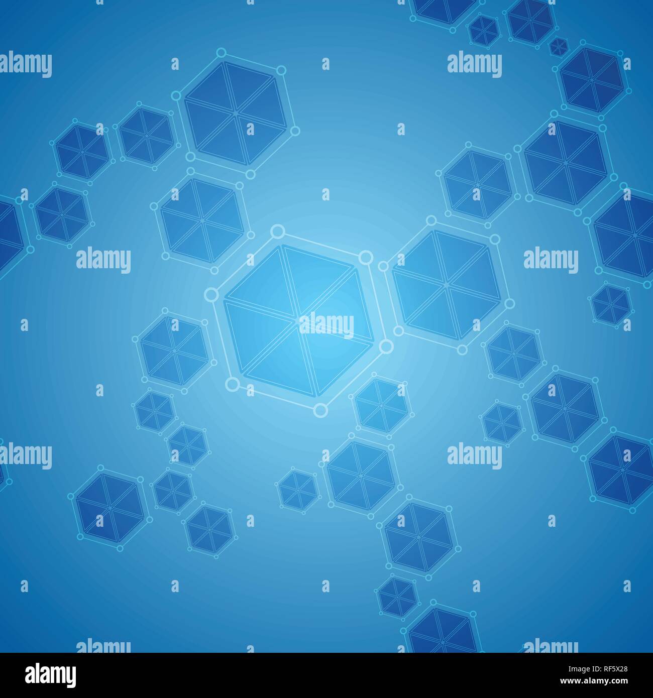 Blue abstract hexagon molecules tech vector background Stock Vector ...