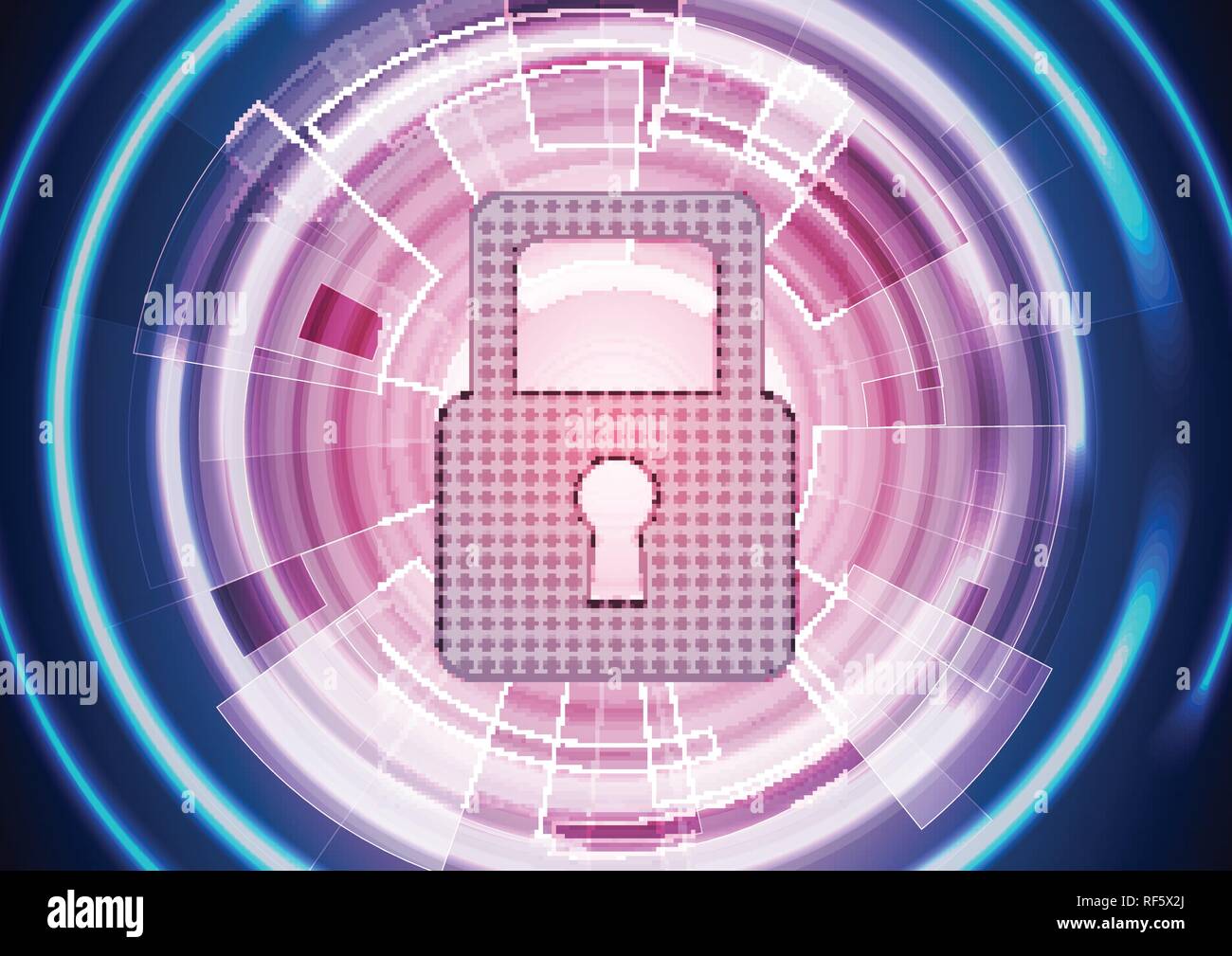 Abstract blue purple glowing tech security background. Vector design ...