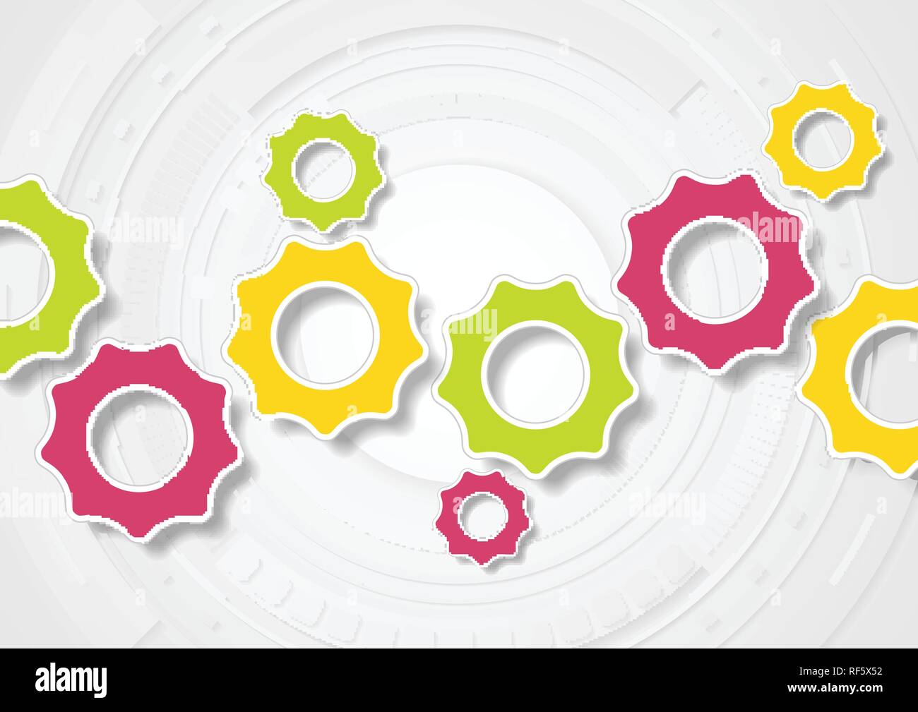 Colorful tech gears communication abstract vector background Stock ...