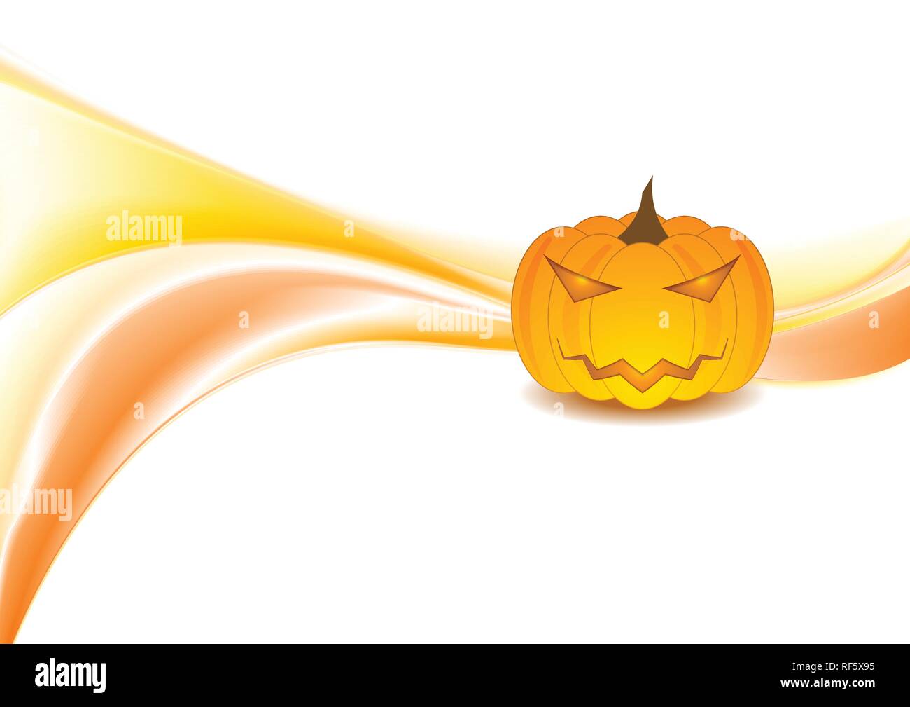 Orange waves and Halloween pumpkin on white background. Vector design ...
