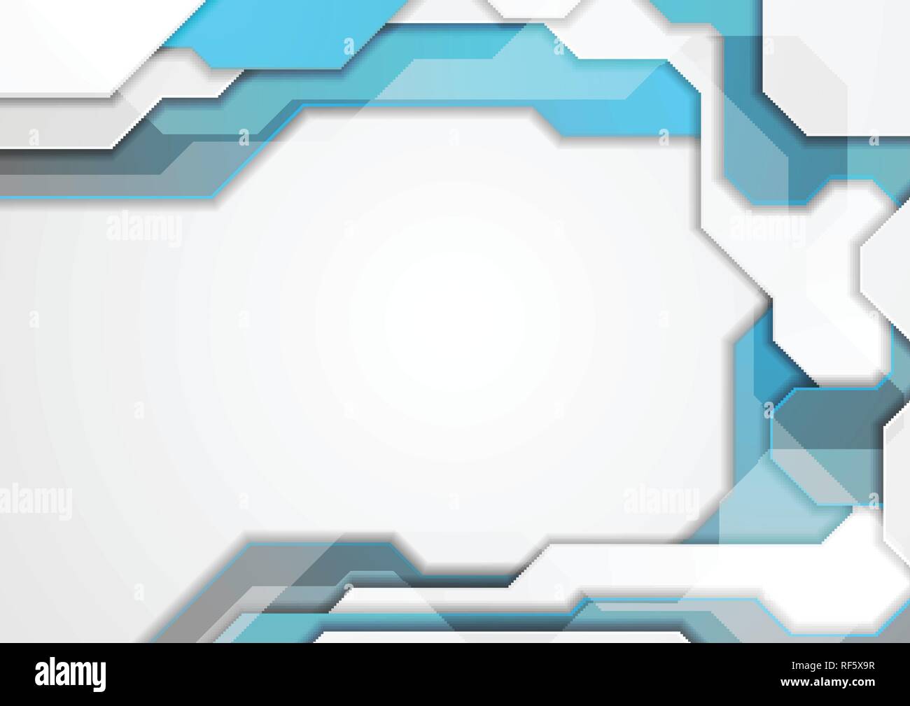 Abstract modern geometric bright blue tech design. Vector background ...