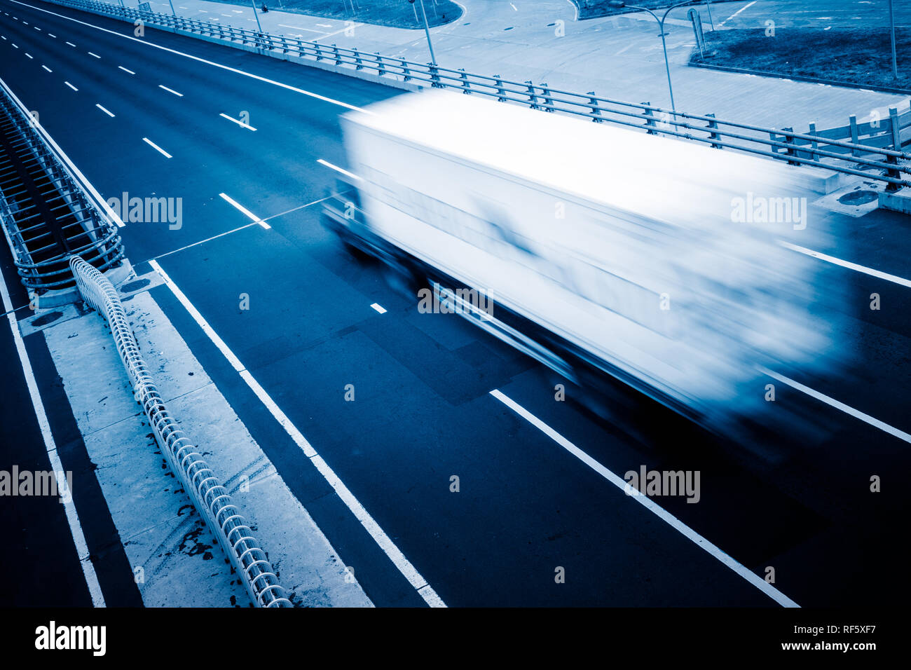 motion blurred truck on a highway/motorway/speedway Stock Photo - Alamy