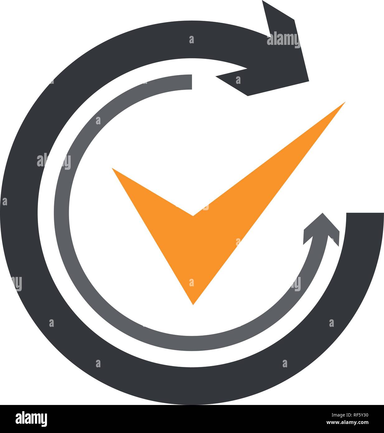 Flat icon of graphical symbol of movement, rotation, cyclic recurrence ...